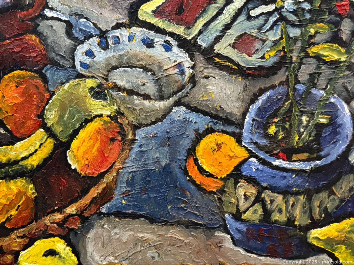 Vintage expressionist still life oil painting signed Reid McLachlan ...