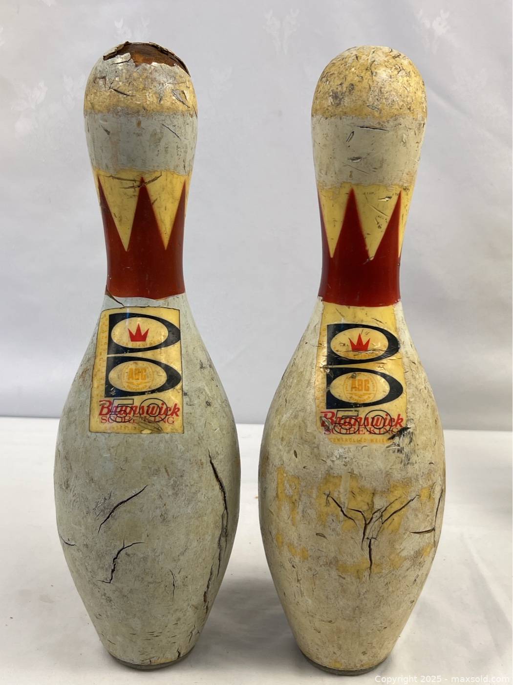 Six Vintage Brunswick Score King Bowling Pins | Maxsold