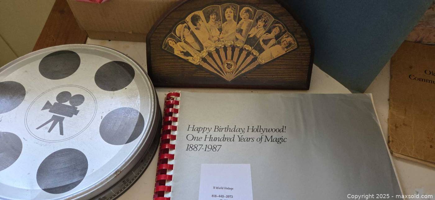 Hollywood centennial book, silent film star fan, film reel tin, Betty ...
