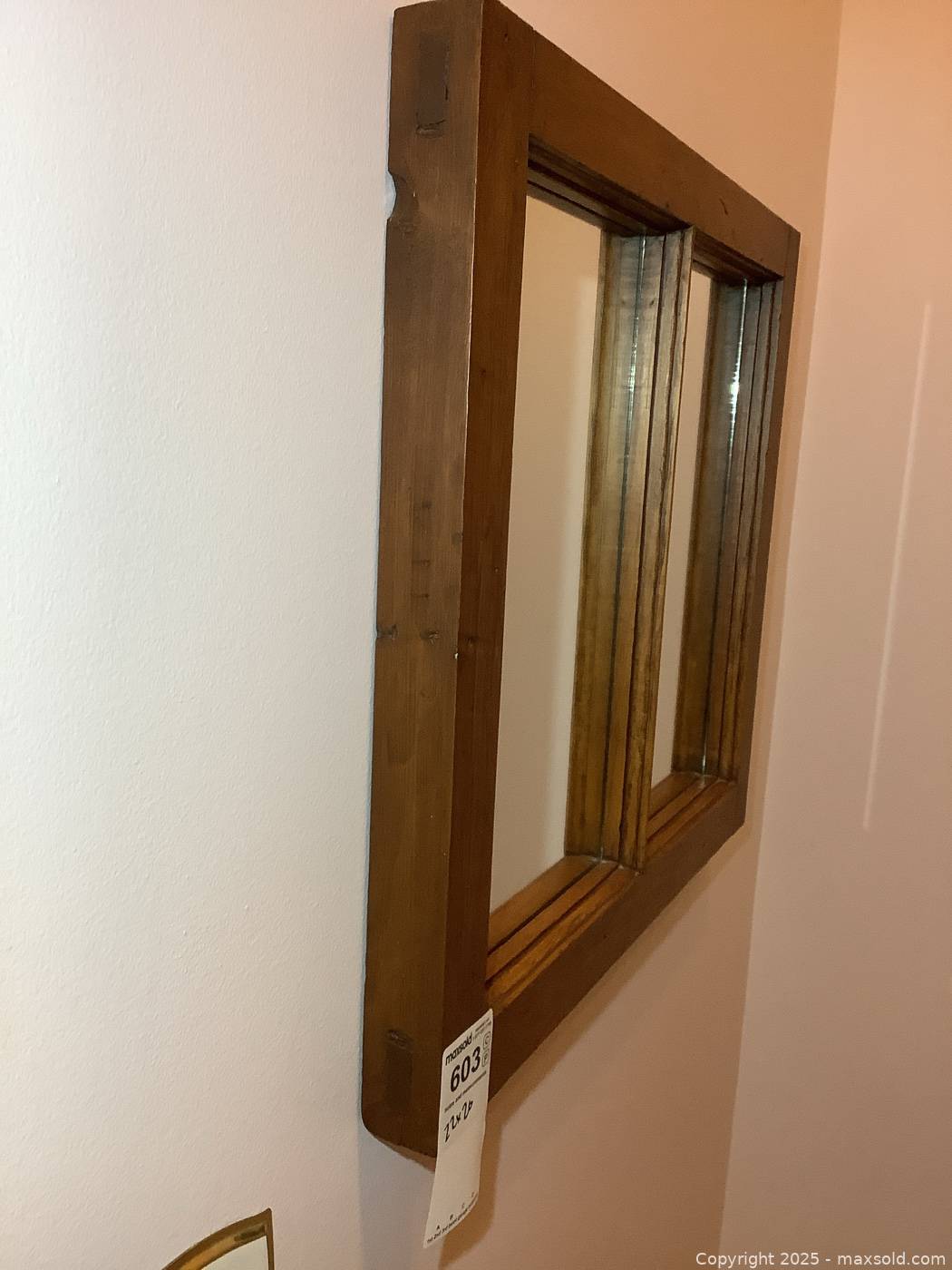 Repurposed wooden window frame mirror | Maxsold