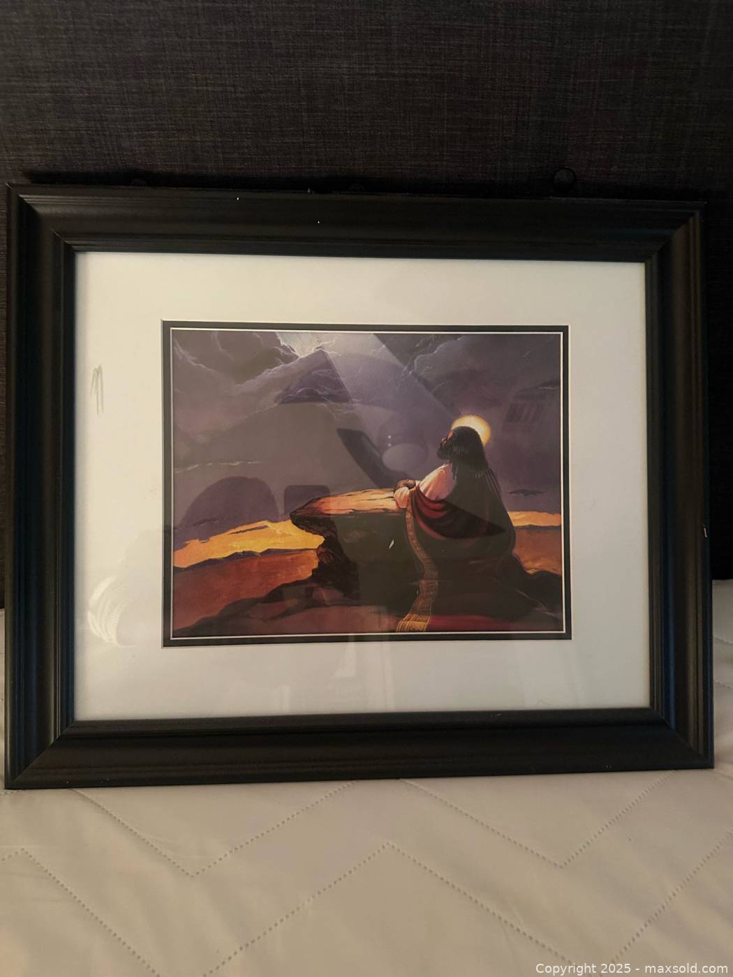 Framed religious art print of Jesus praying | Maxsold