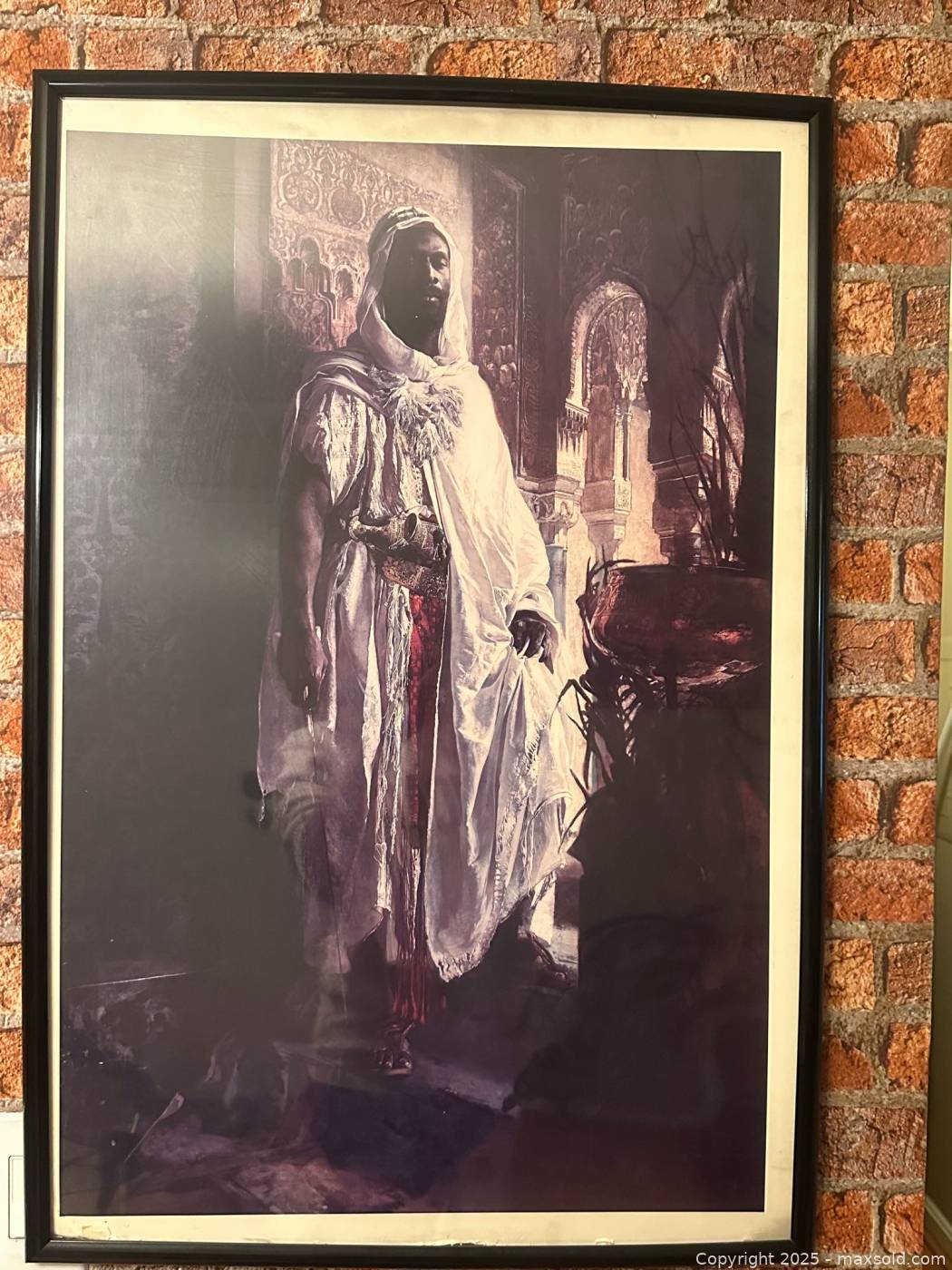 Framed print of robed figure in ornate interior | Maxsold