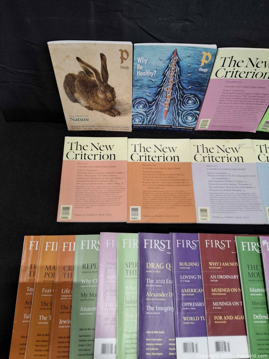 Plough, New Criterion, First Things journals | Maxsold