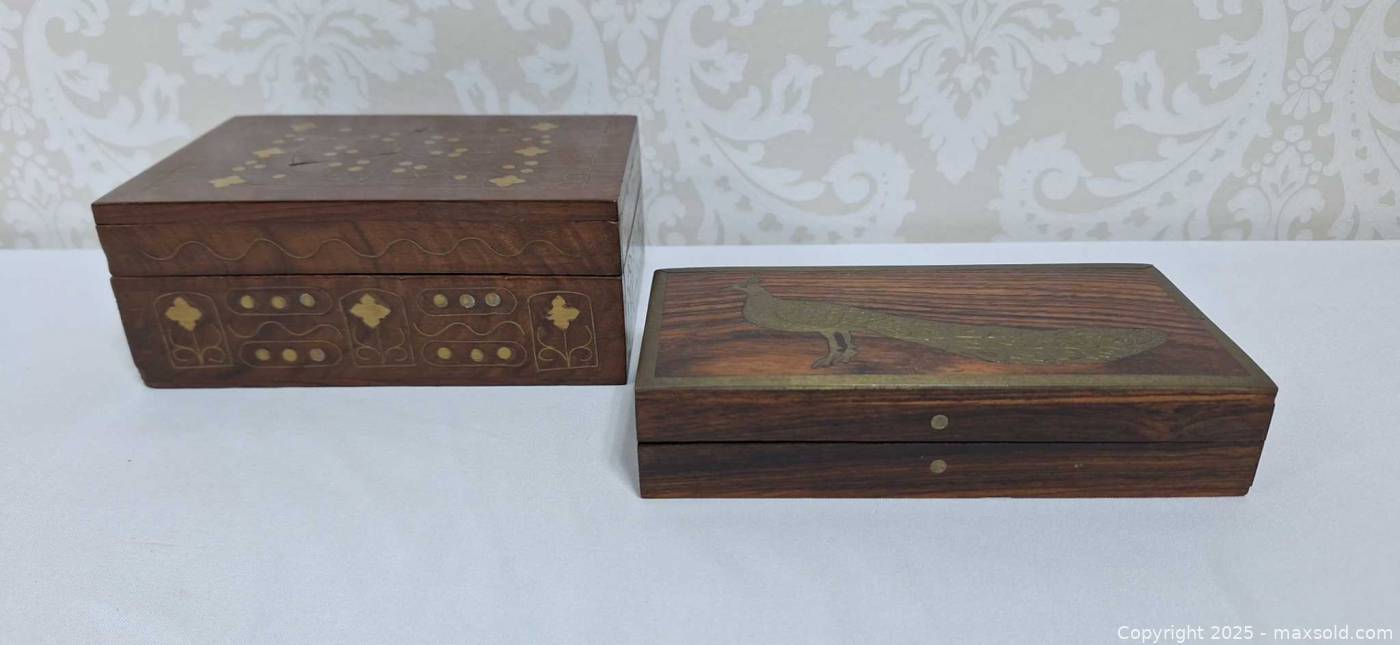 Set of 2 Inlaid Wooden Boxes | Maxsold