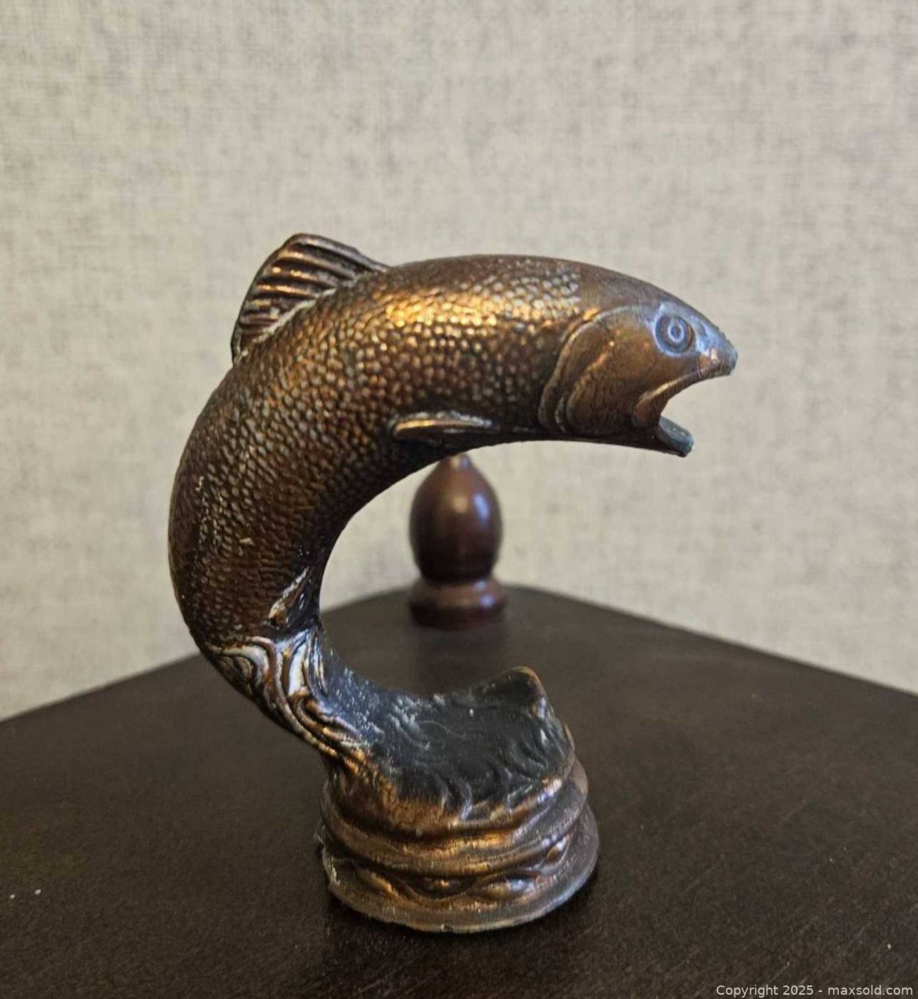 Vintage bronze salmon or trout figurine | Maxsold