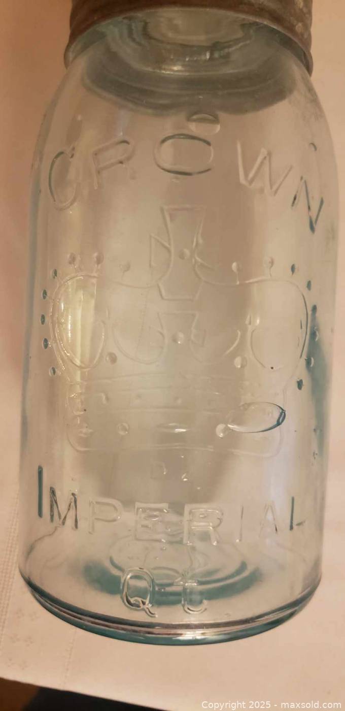Set of 4 Crown aqua glass canning jars | Maxsold