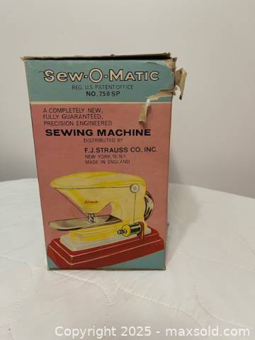 Straco Jet Sew-O-Matic toy sewing machine in original box | Maxsold