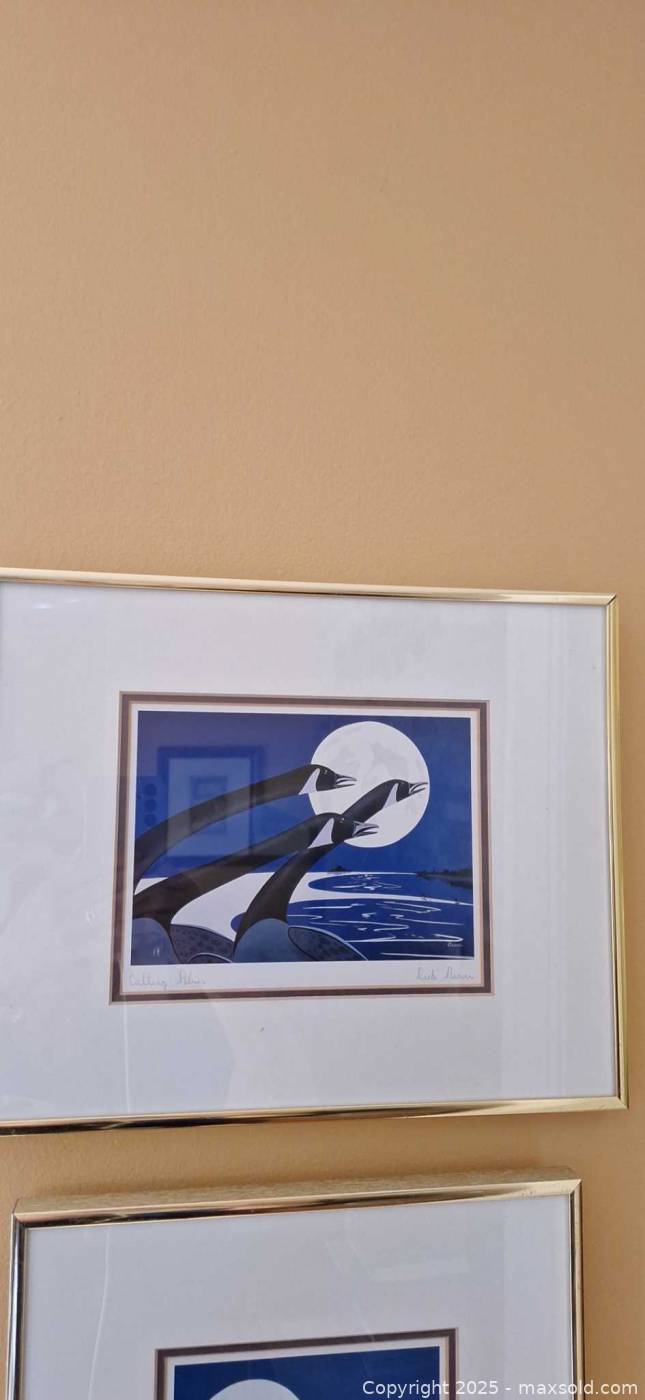 Pair of signed Rick Beaver loon art prints | Maxsold