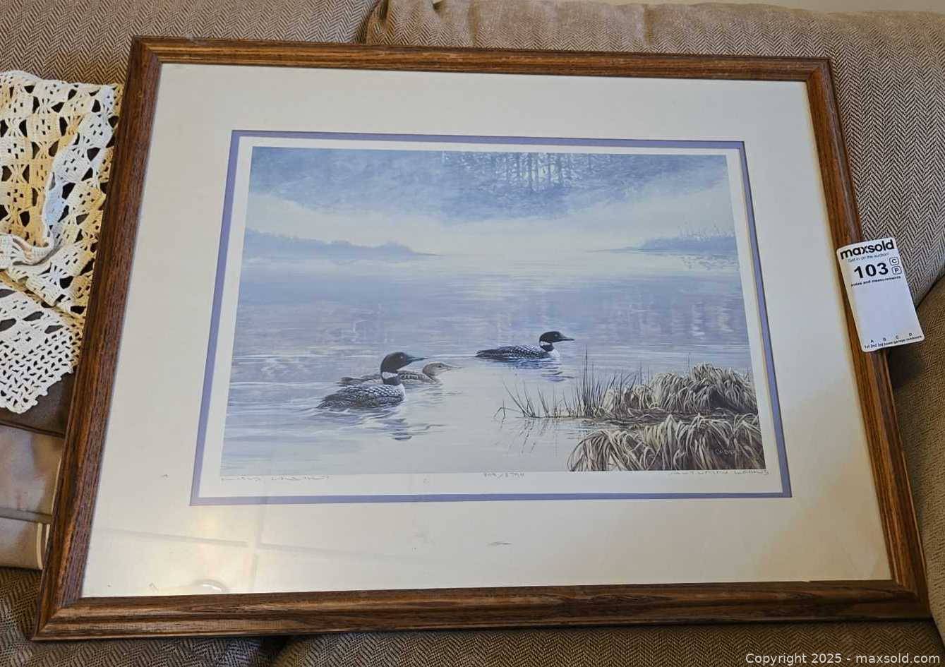 Lissa Calvert “Autumn Loons” framed limited-edition print | Maxsold