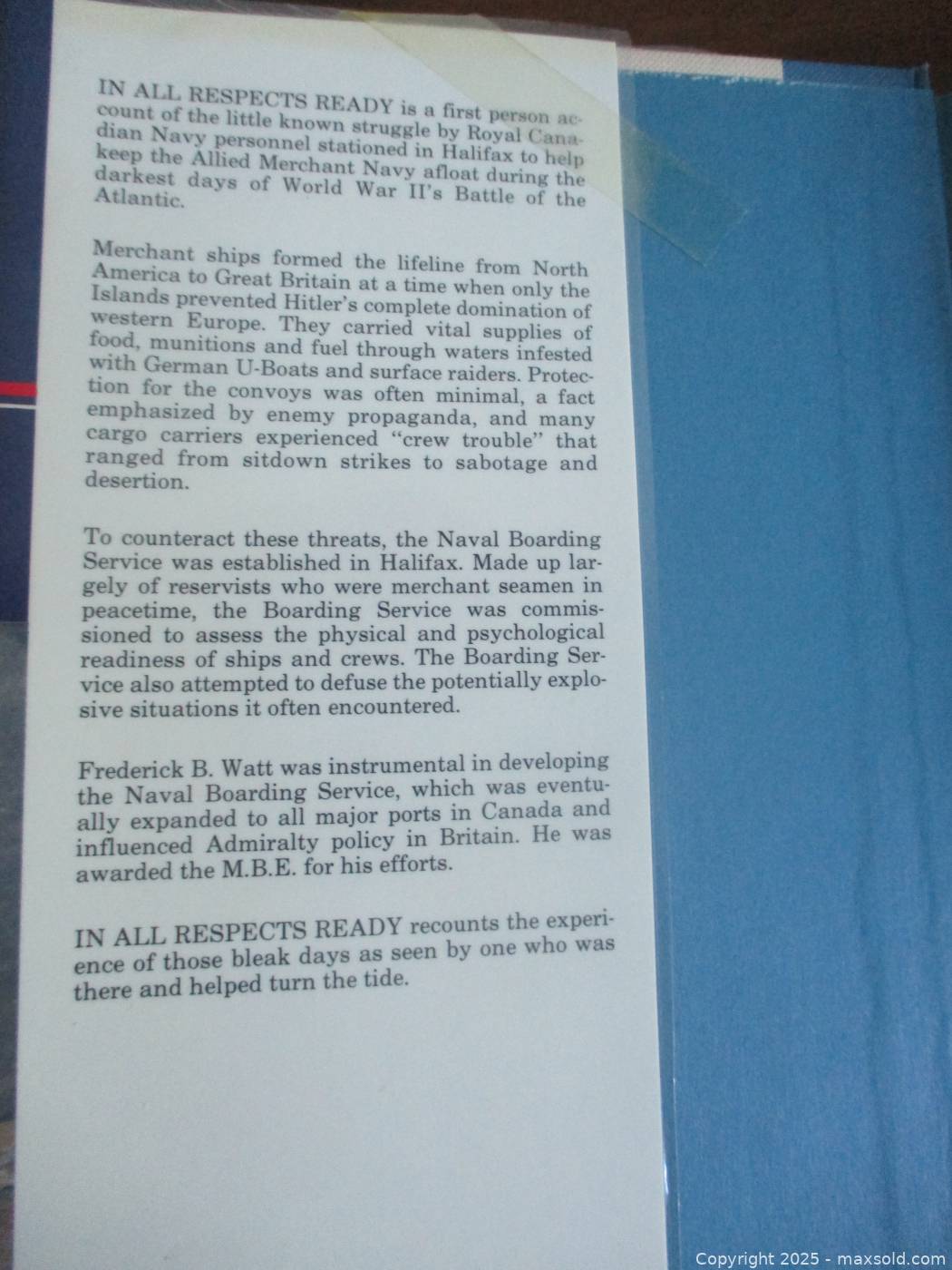 In All Respects Ready Merchant Navy Book First Edition 1985 | Maxsold