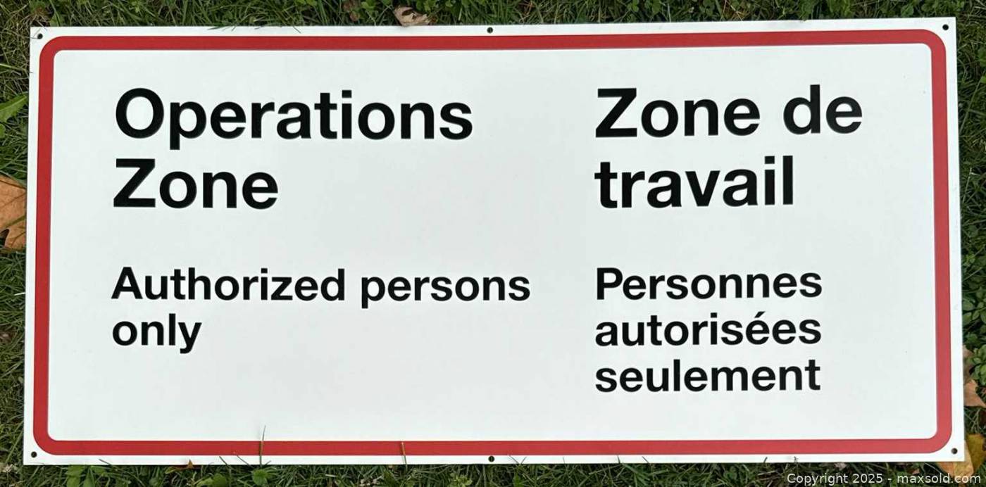 Bilingual aluminum safety sign, 36" x 18" | Maxsold