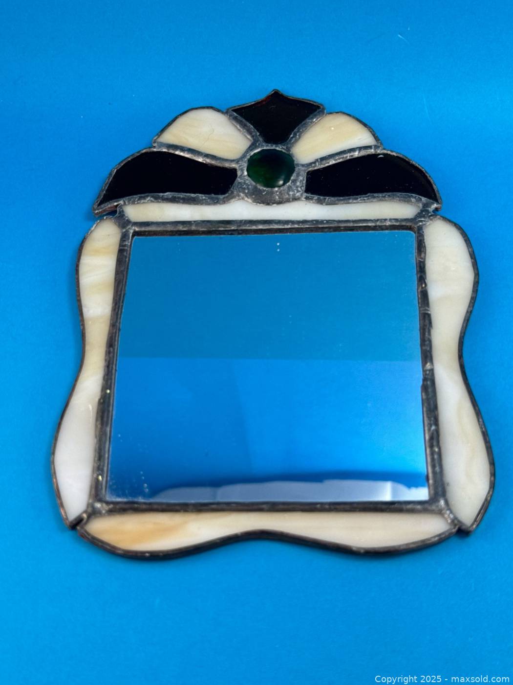 Pair stained glass framed mirrors | Maxsold