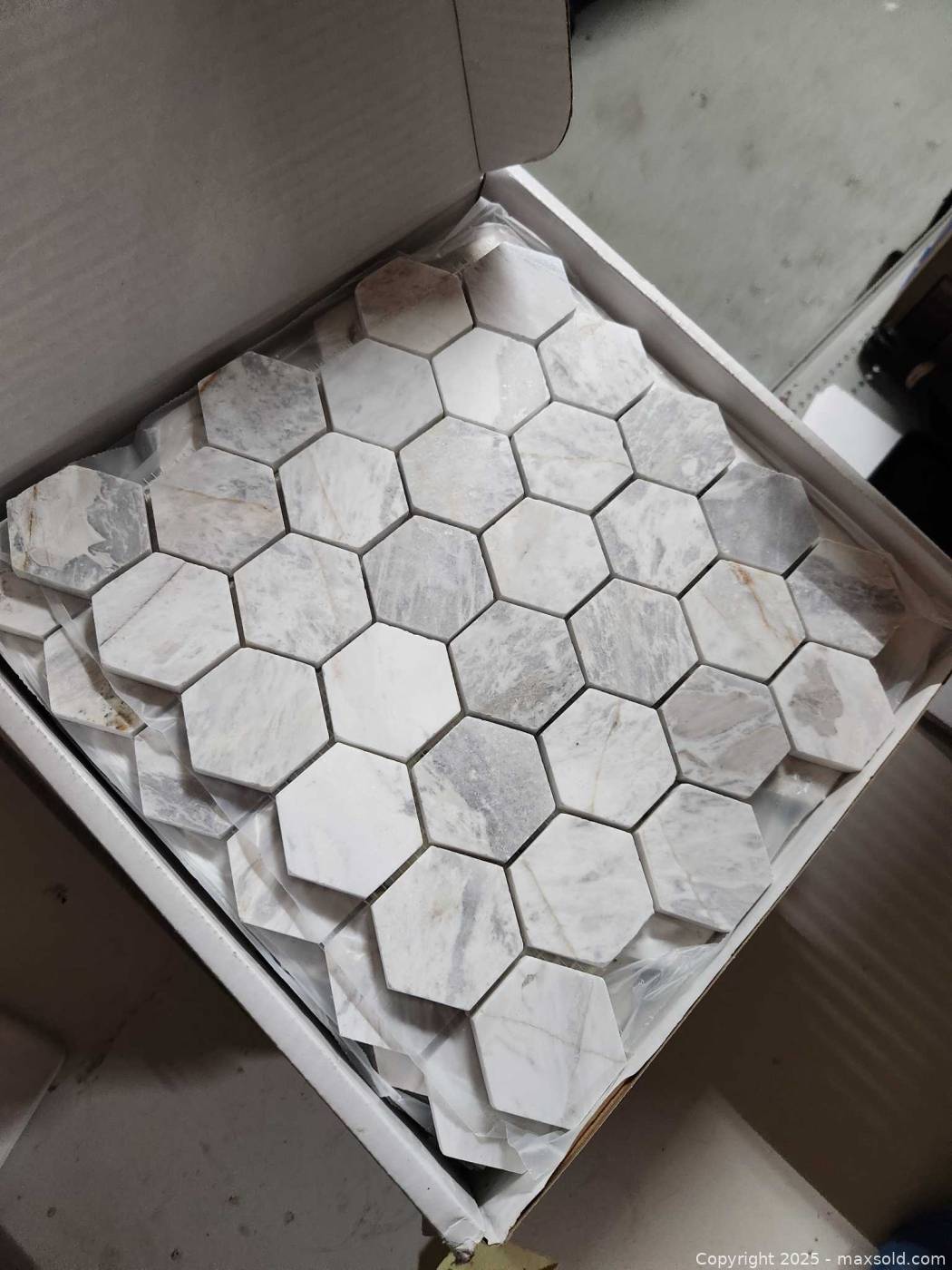 Three boxes marble and ceramic mosaic tiles | Maxsold