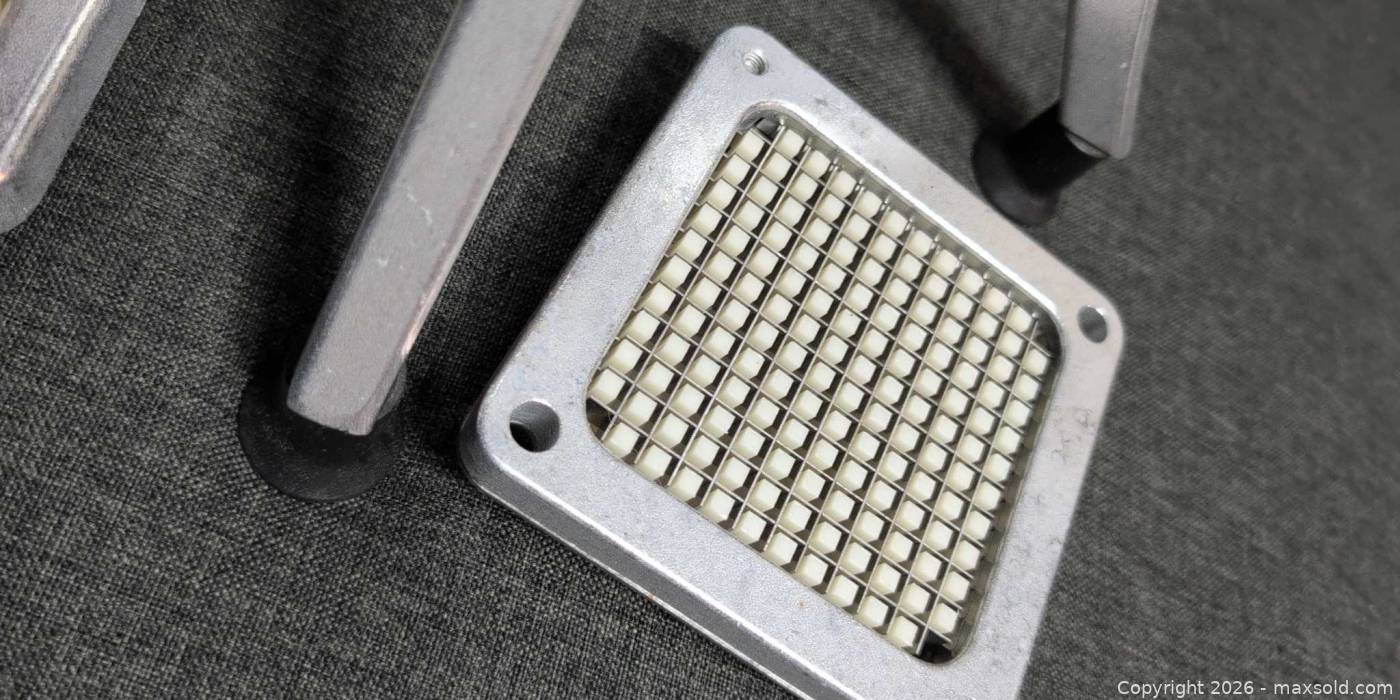 Commercial stainless steel vegetable chopper with four interchangeable ...