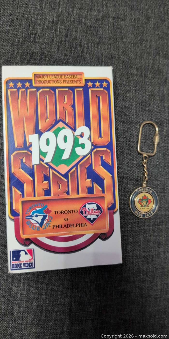 1993 World Series VHS & Blue Jays Spinning Keychain | Maxsold