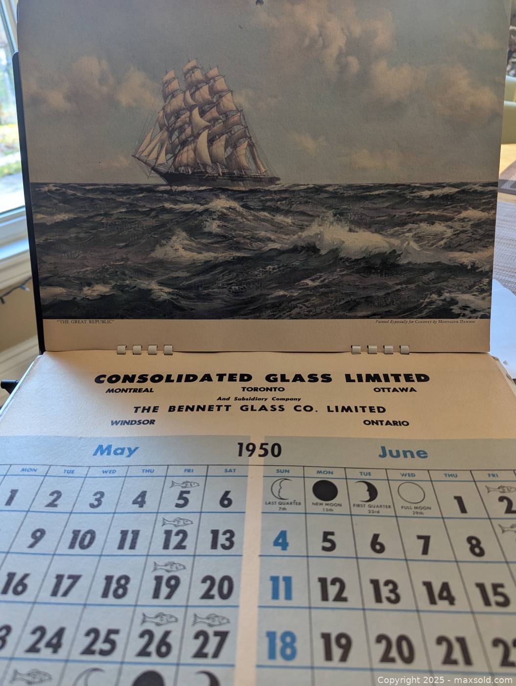 1950 Coronet Clipper Ships wall calendar | Maxsold