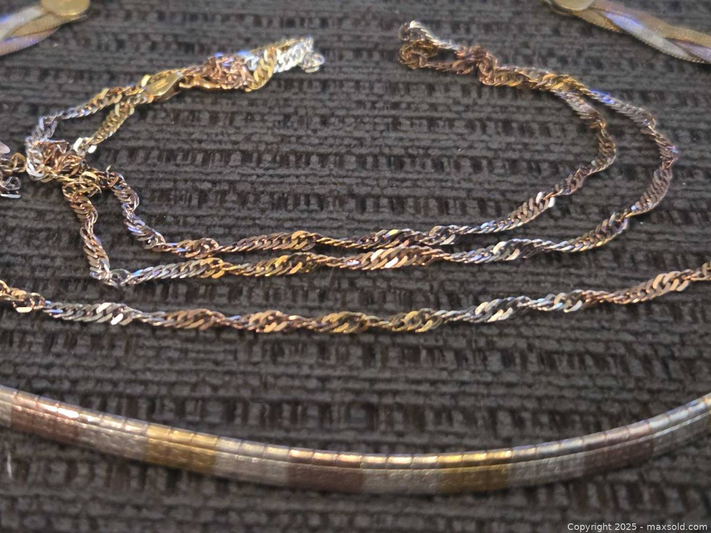 Sterling silver tri-color necklace lot | Maxsold