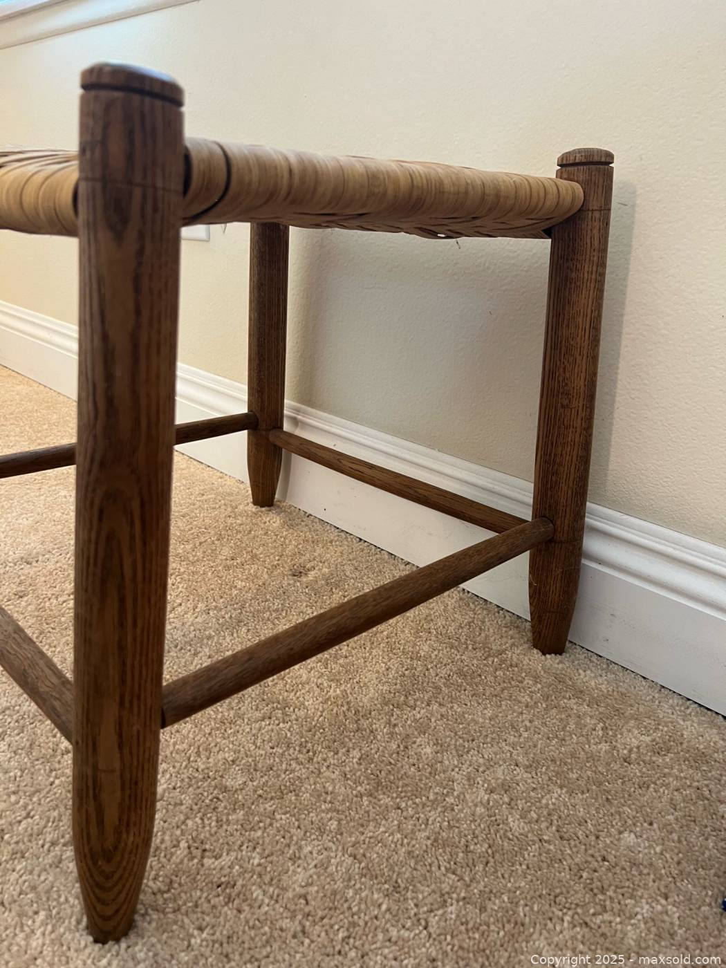 Woven Reed and Wood Stool | Maxsold