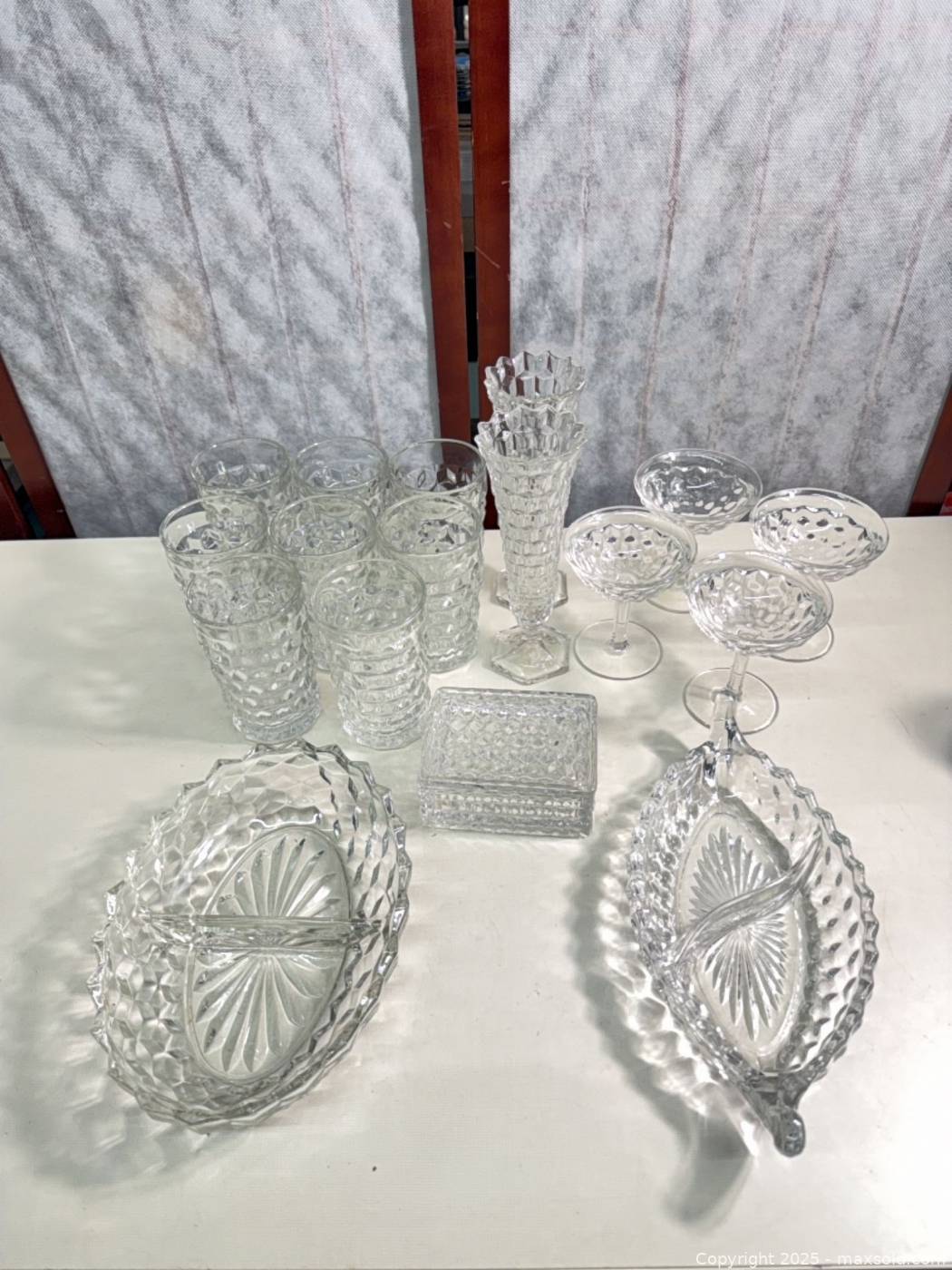 Diamond/Honeycomb Pressed Glass Serveware & Stemware | Maxsold