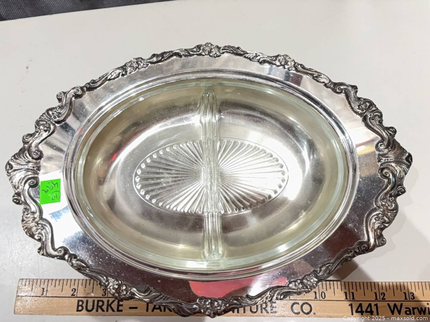Gorham silver-plate fish bowl with insert and silver-plate divided ...