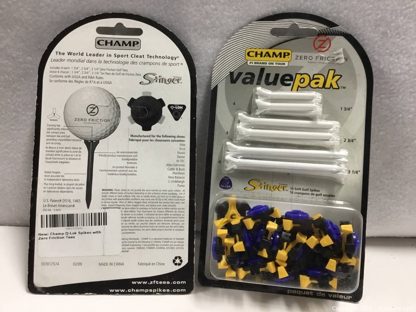 Champ ValuePak golf tees & Q-Lok spikes, 2 sealed packages | Maxsold