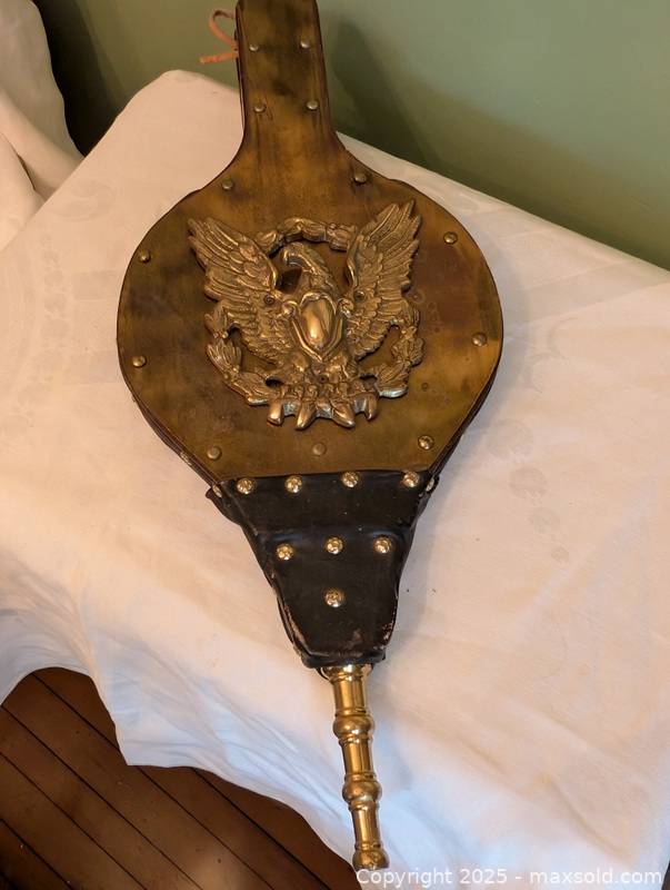 Antique brass and wood fireplace bellows | Maxsold