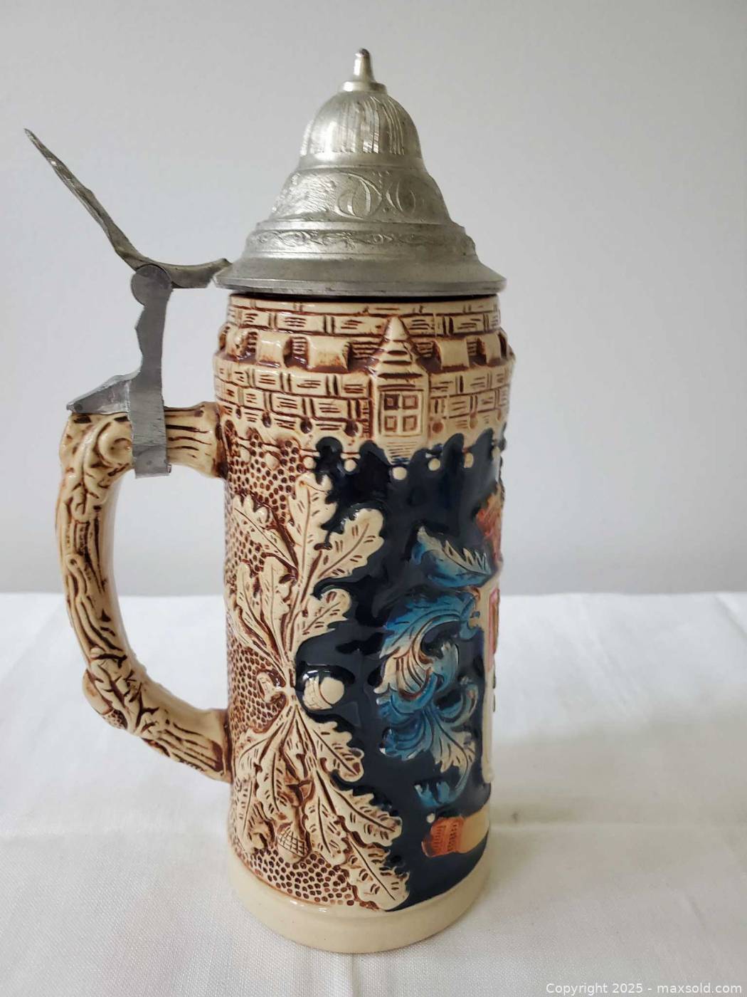German ceramic beer stein with pewter lid | Maxsold