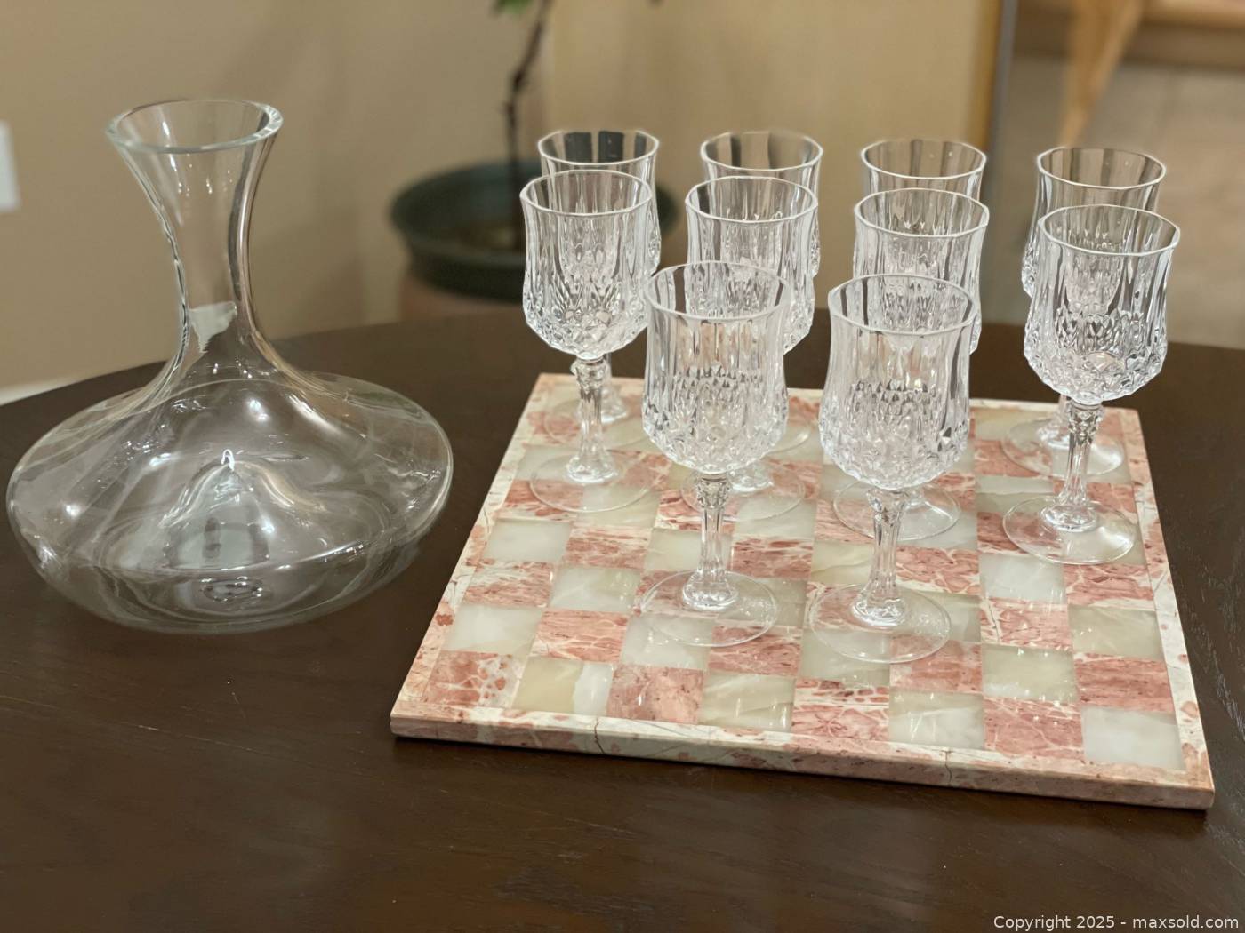 Cut-Glass Stemware 50+ Pieces, Decanter, Marble/Onyx Chess Board | Maxsold