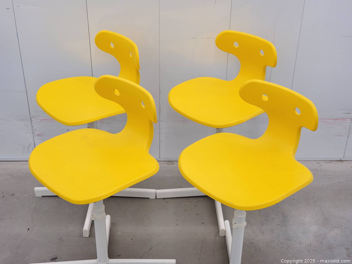 Ikea Molte yellow kids adjustable chairs set of 4 | Maxsold