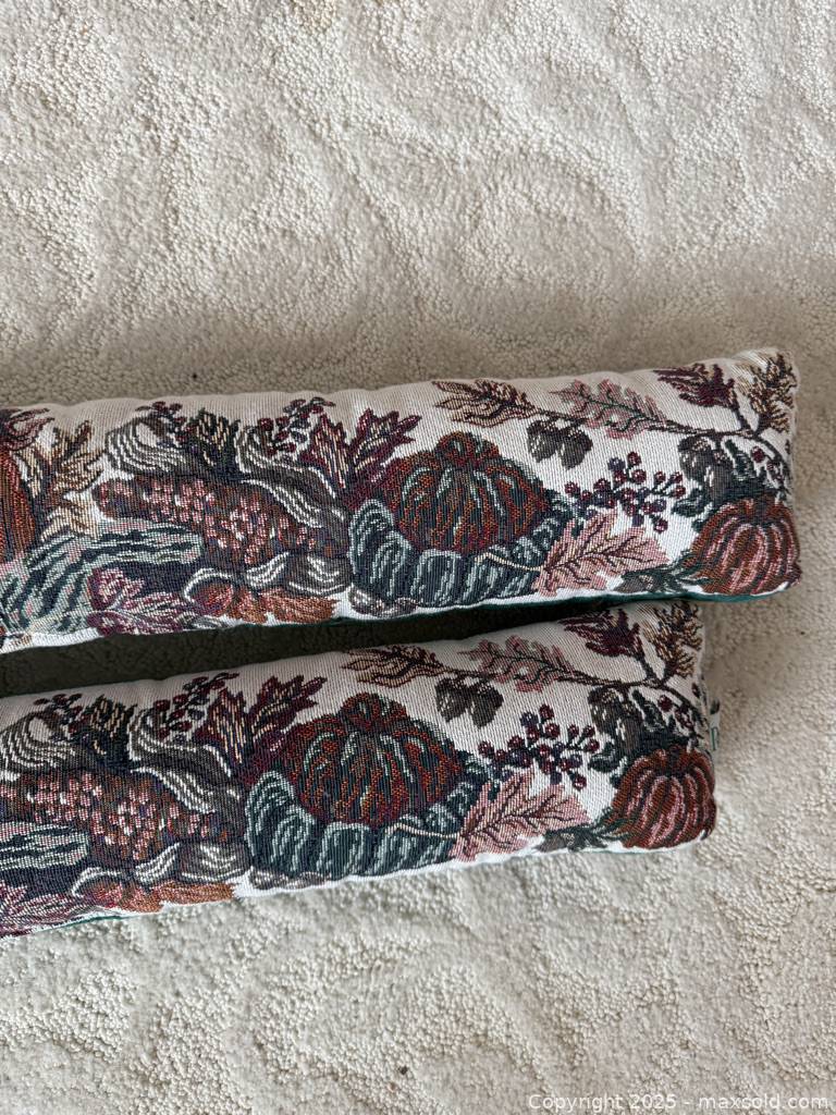 Pair long rectangular fall tapestry accent pillows | Maxsold