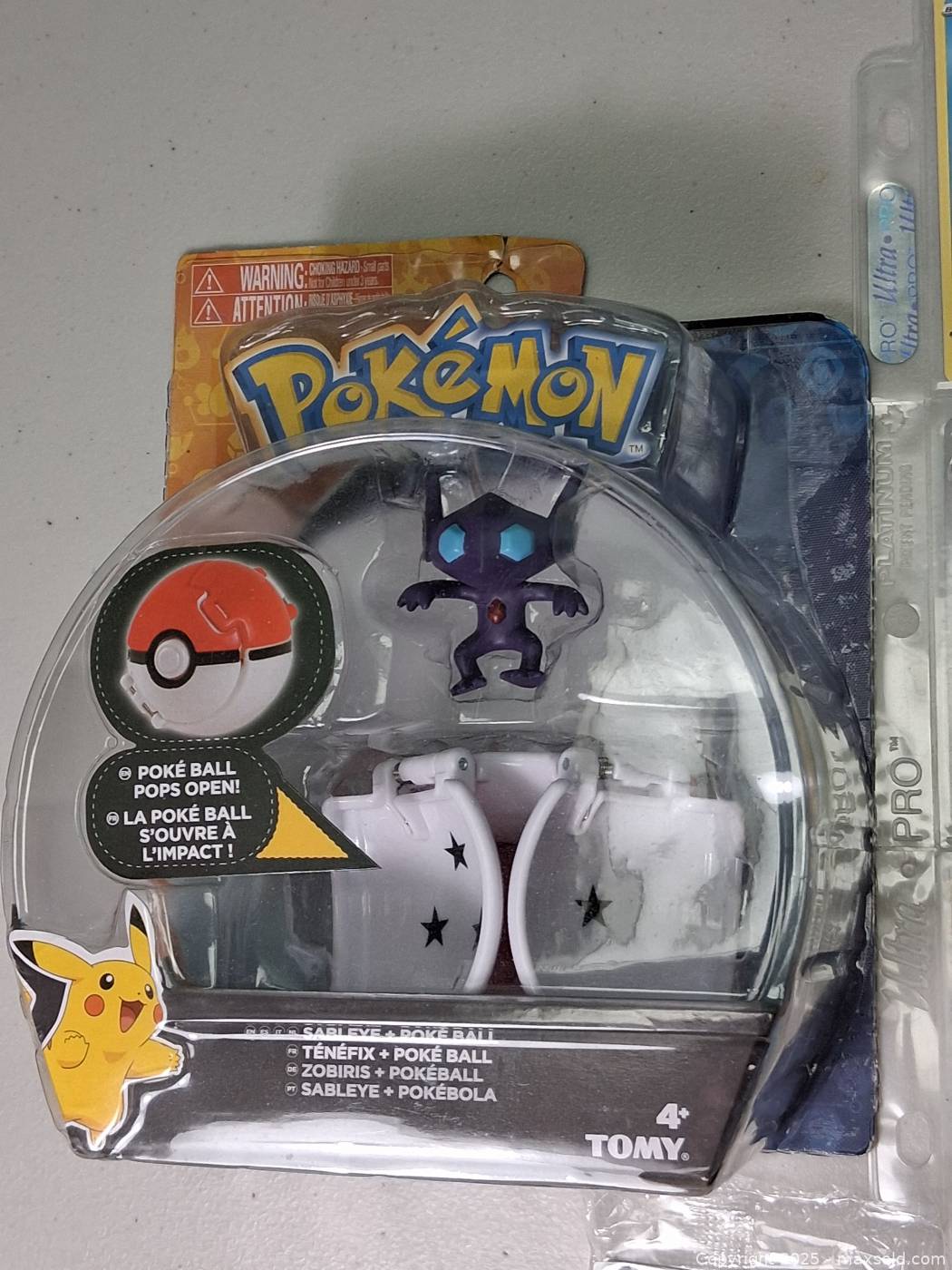 Pokémon TCG cards, Sableye figure with Premier Ball, binder, energy ...