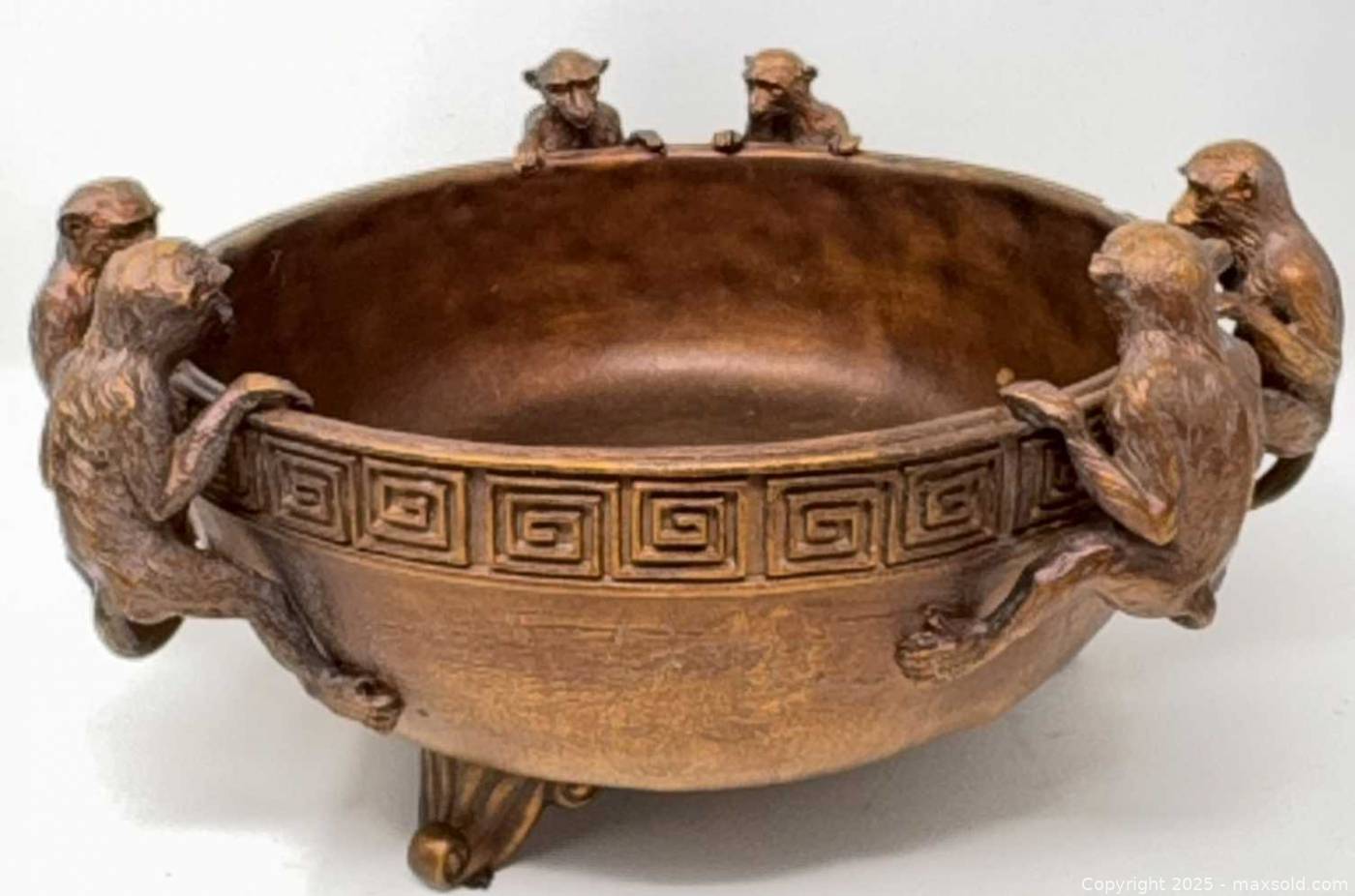 Cast resin monkey decorative bowl bronze finish | Maxsold