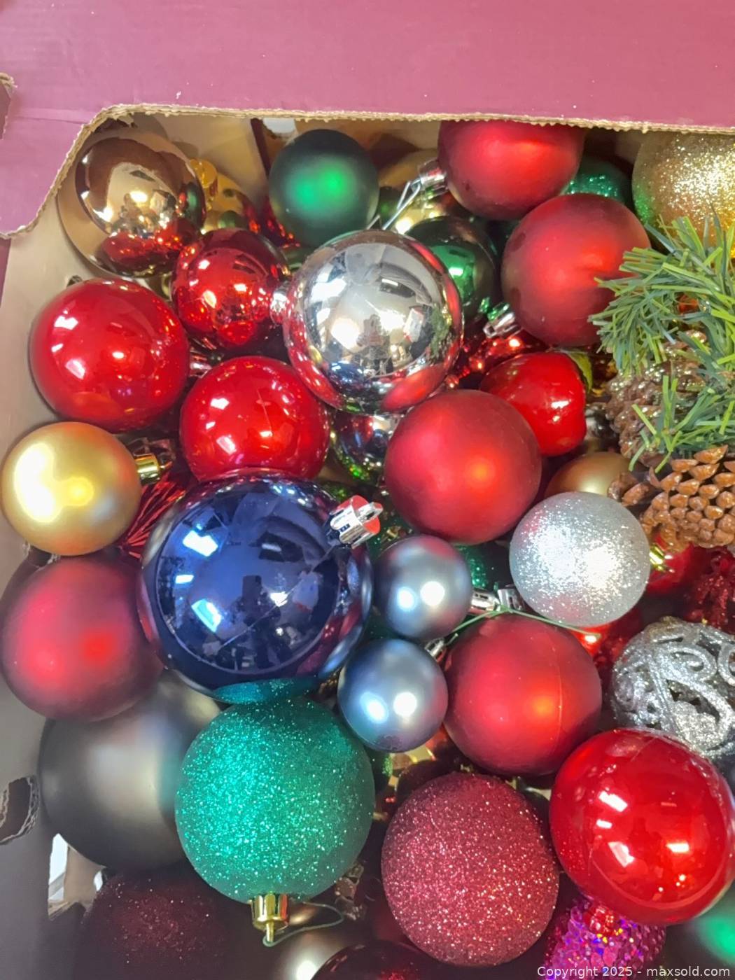 Assorted Christmas ball ornaments box | Maxsold