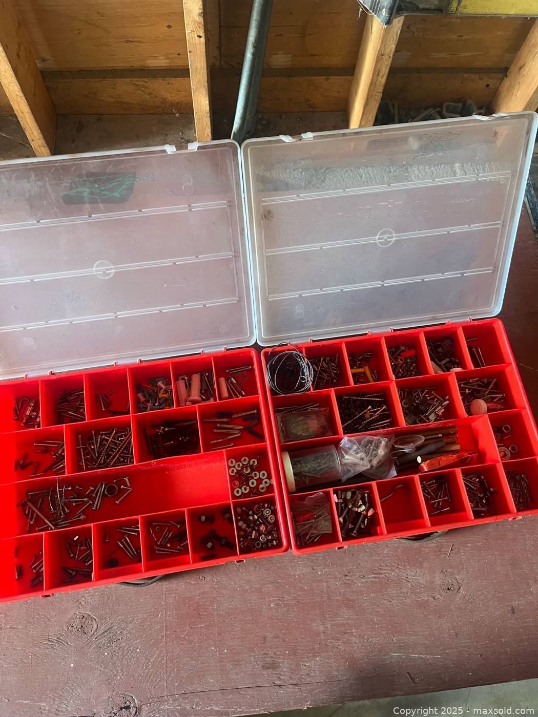 Two storage containers of assorted screws and bolts | Maxsold