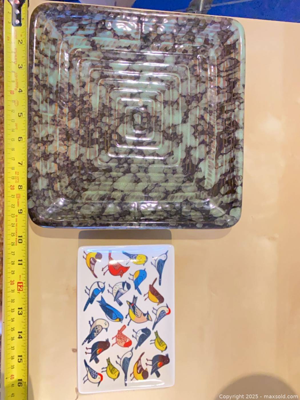 Ceramic serving platter mottled green glaze | Maxsold