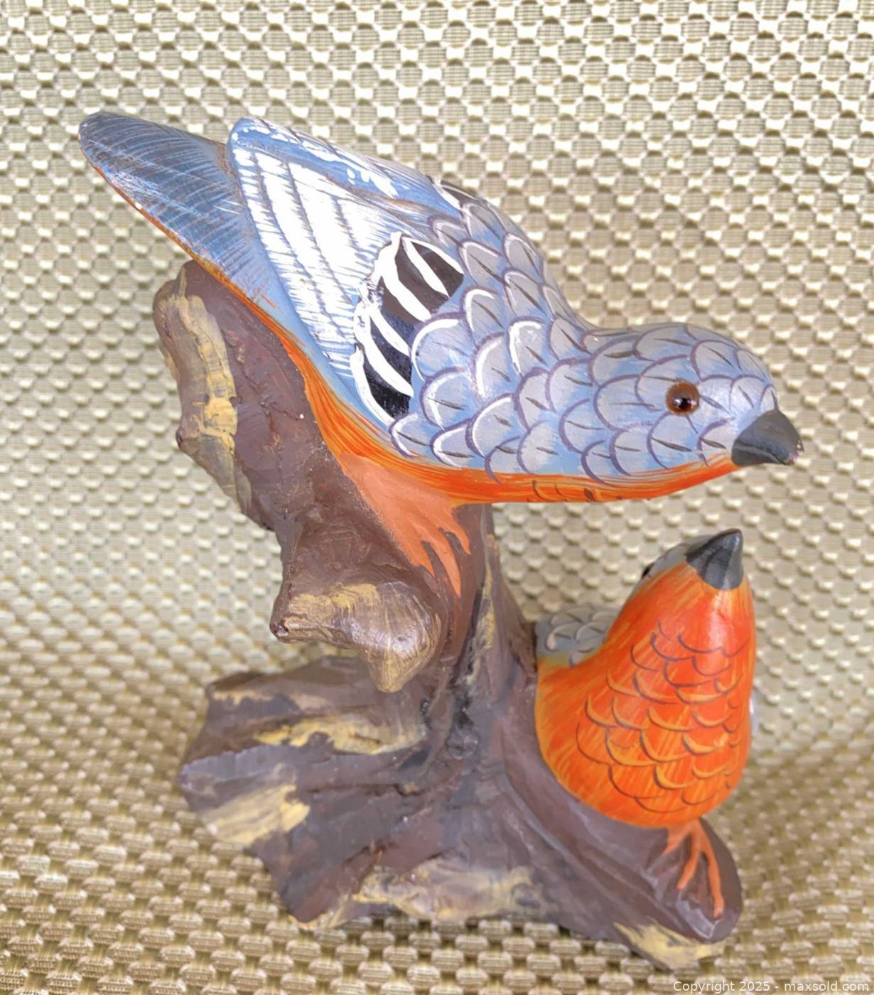 Hand Carved Stone Two Blue Birds Sculpture | Maxsold