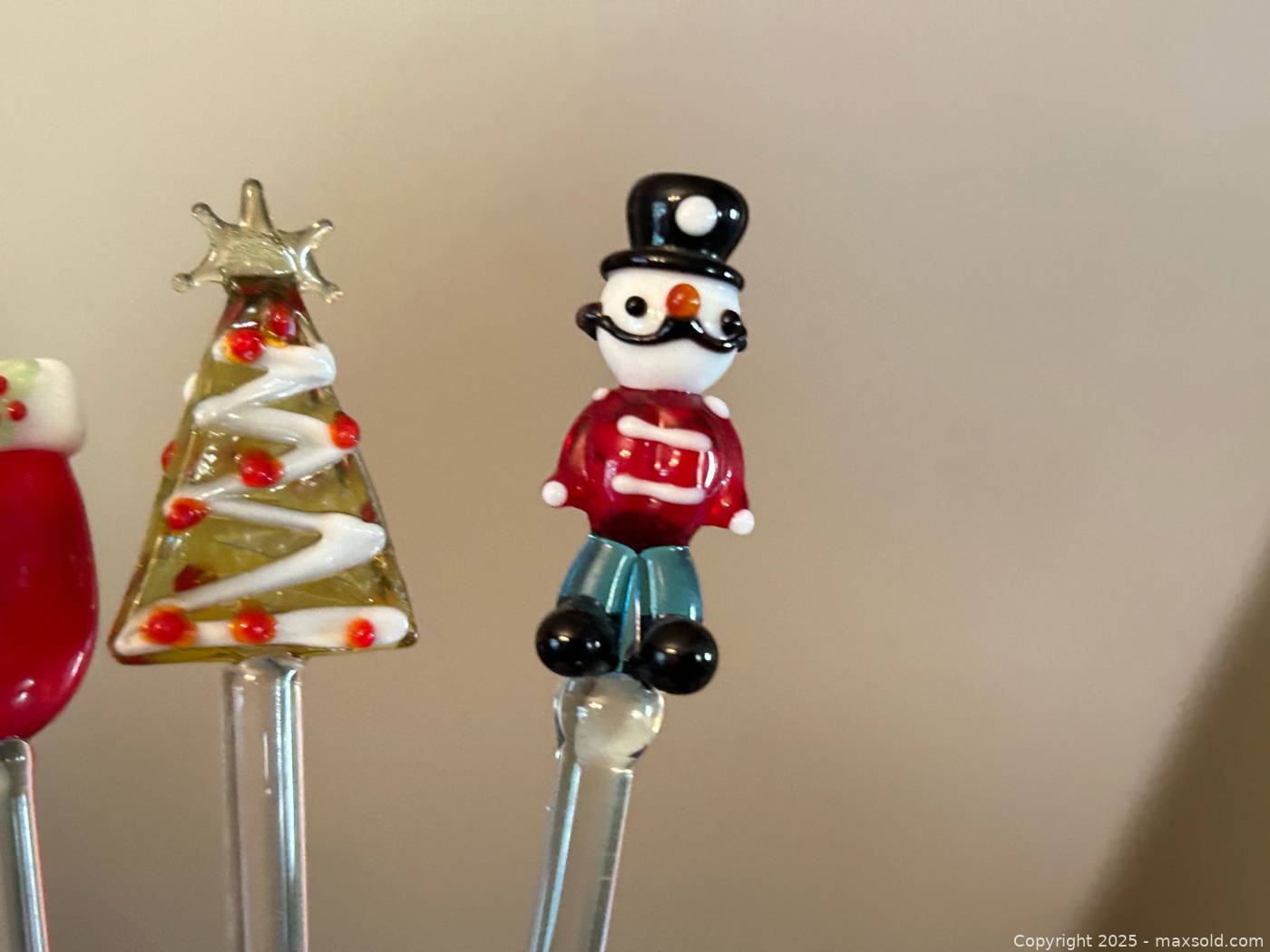 Hand-Blown Glass Christmas Swizzle Sticks Set of 4 | Maxsold