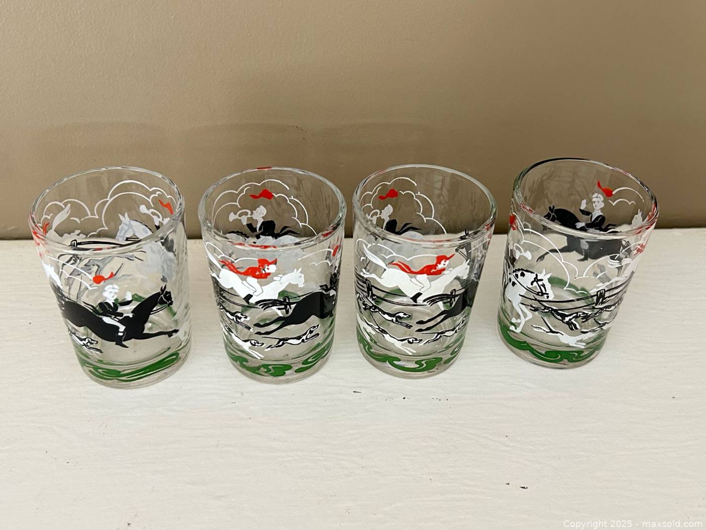 Hazel Atlas Fox Hunt Tumblers Set of 4 | Maxsold