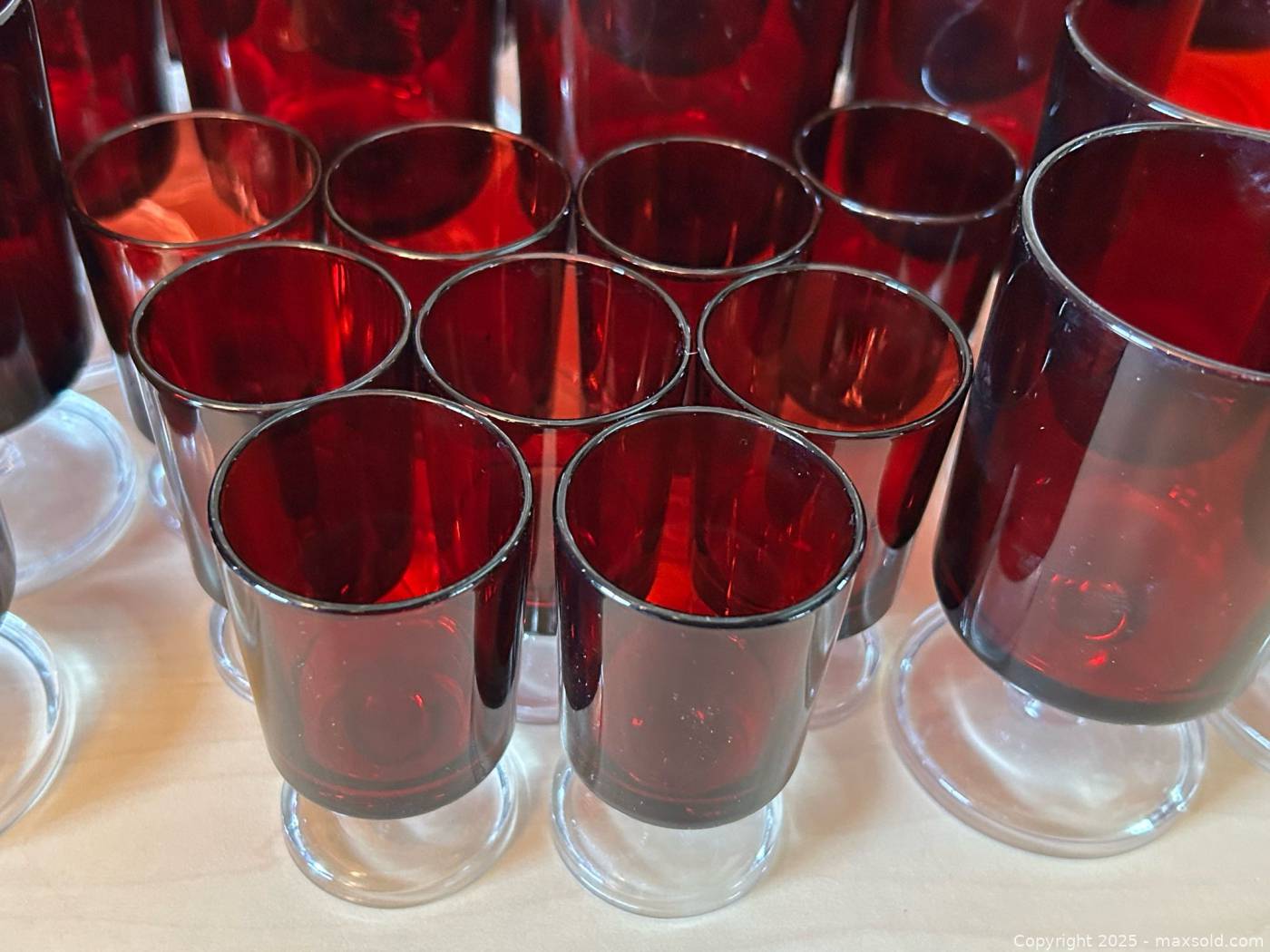 Luminarc ruby red glassware, 31 pcs, France | Maxsold