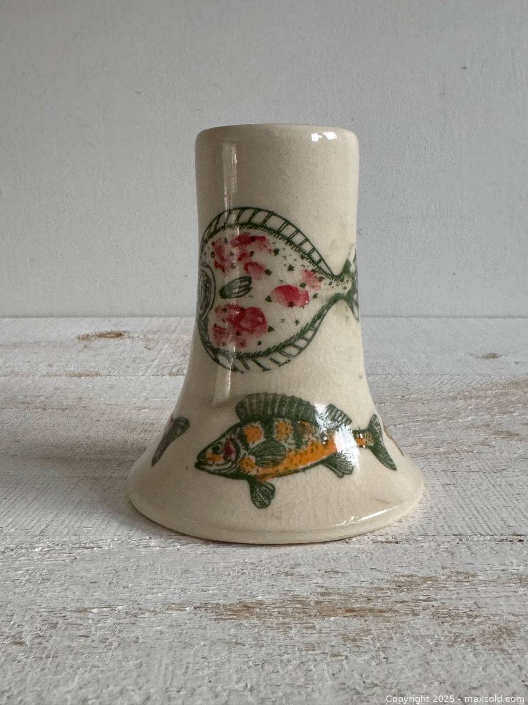 Fluted Pottery Vase With Fish Pattern | Maxsold