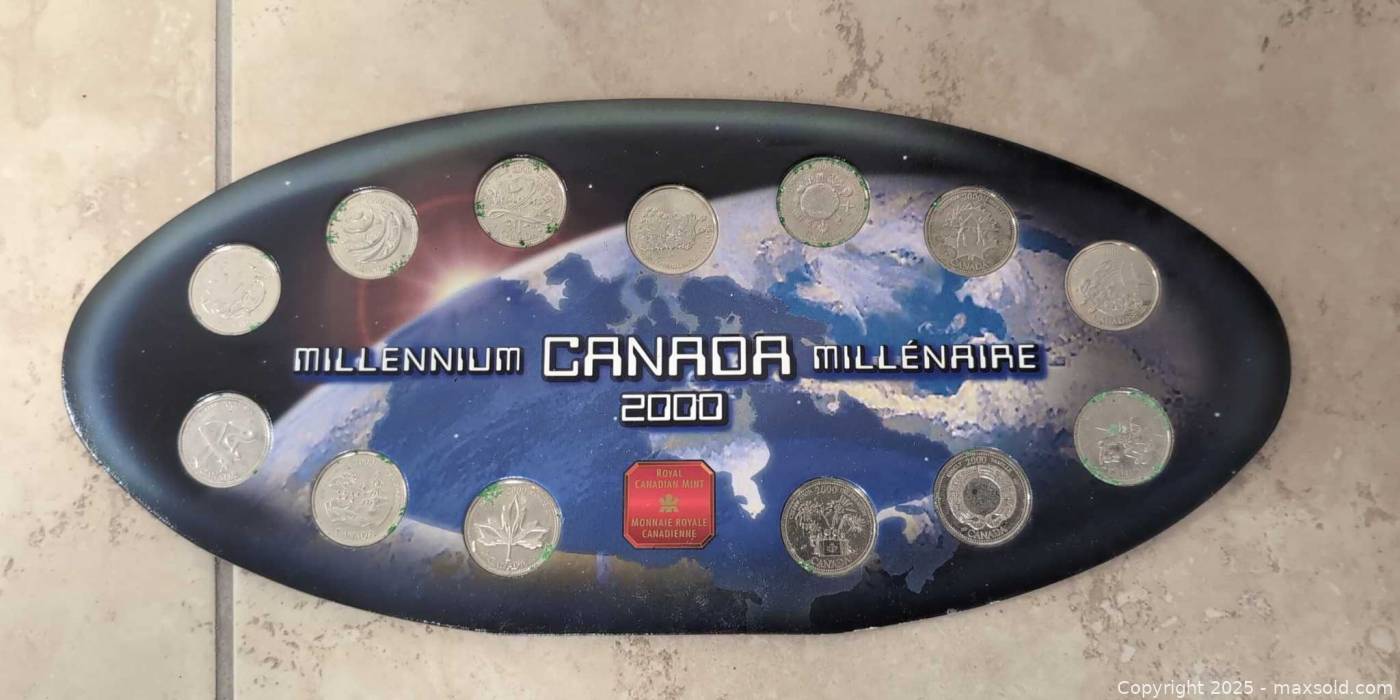 Canada 2000 Millennium 25-Cent Coin Set on Display Board | Maxsold