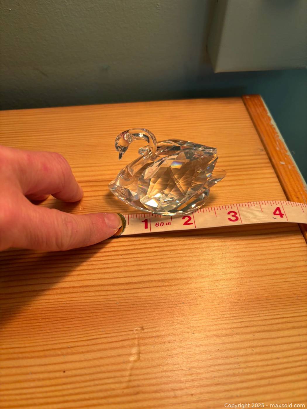 Swarovski crystal swan, glass butterfly, mirror shadow box | Maxsold