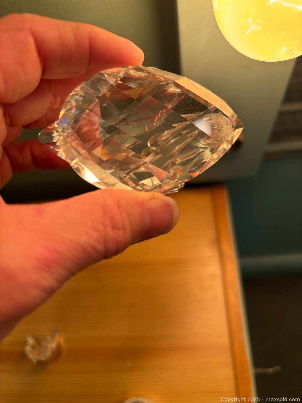 Swarovski crystal swan, glass butterfly, mirror shadow box | Maxsold