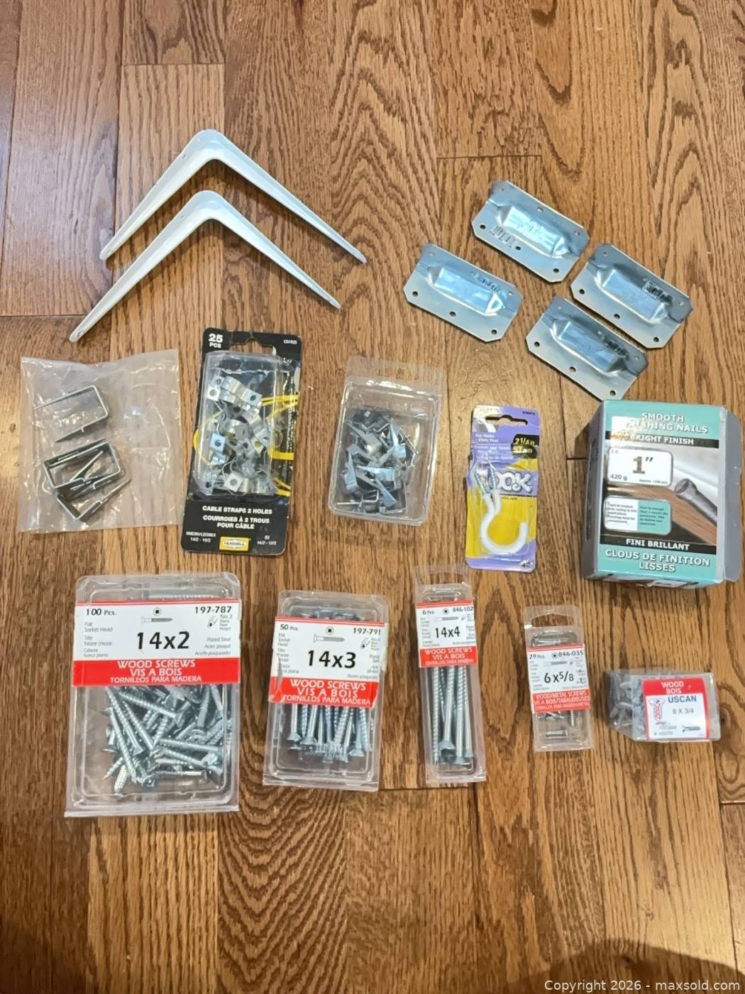 Wood screws, nails, brackets, cable straps | Maxsold