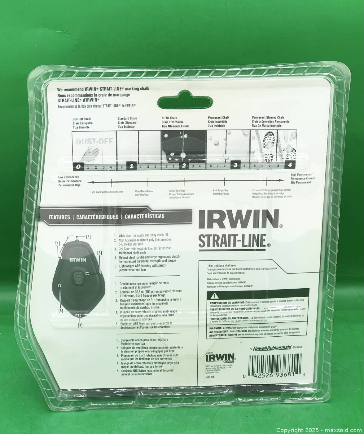 Irwin Strait-Line Speedline chalk reel with 4 oz blue marking chalk ...