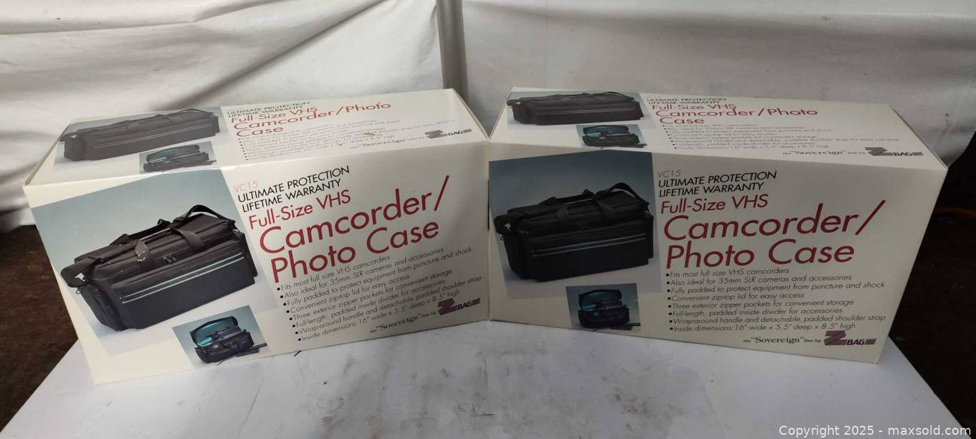 Two boxed full-size VHS camcorder cases | Maxsold
