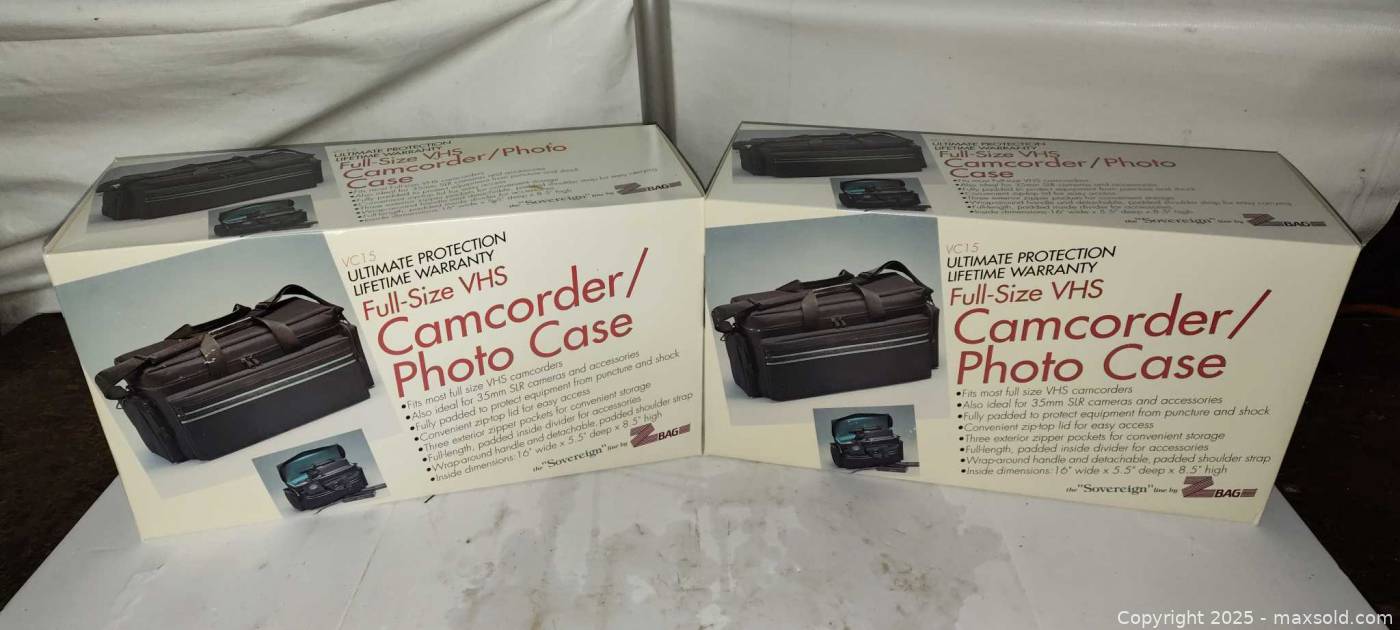 Two boxed full-size VHS camcorder cases | Maxsold
