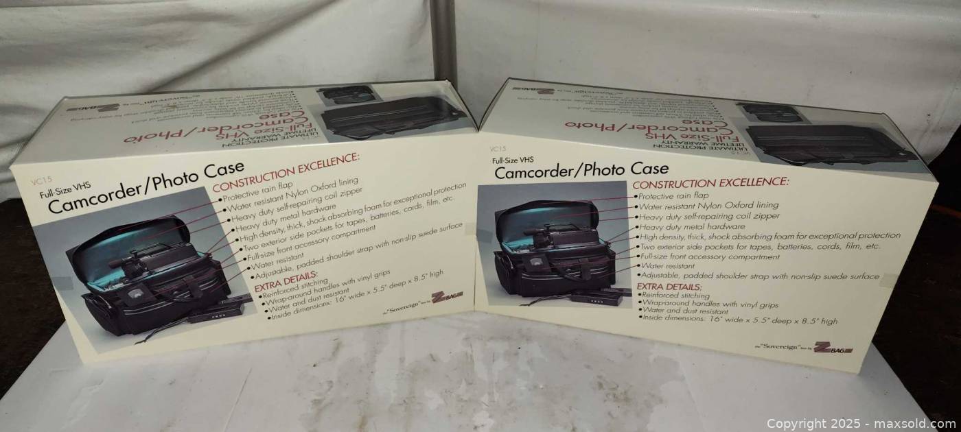 Two boxed full-size VHS camcorder cases | Maxsold
