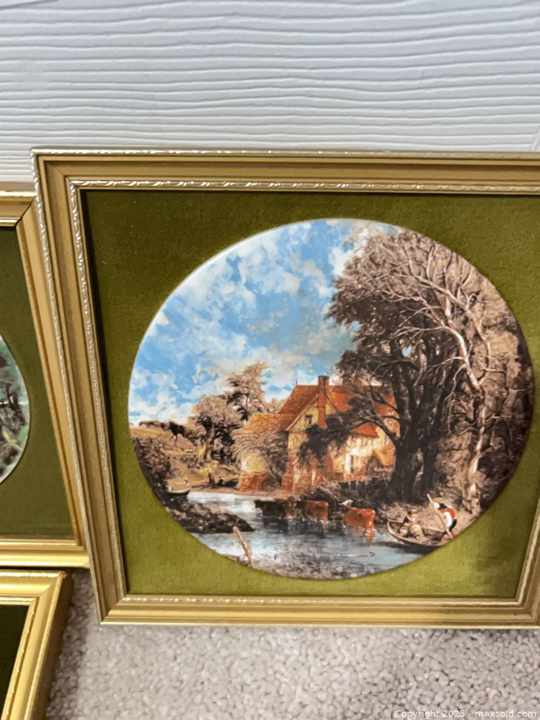Framed Staffordshire ceramic landscape plates | Maxsold