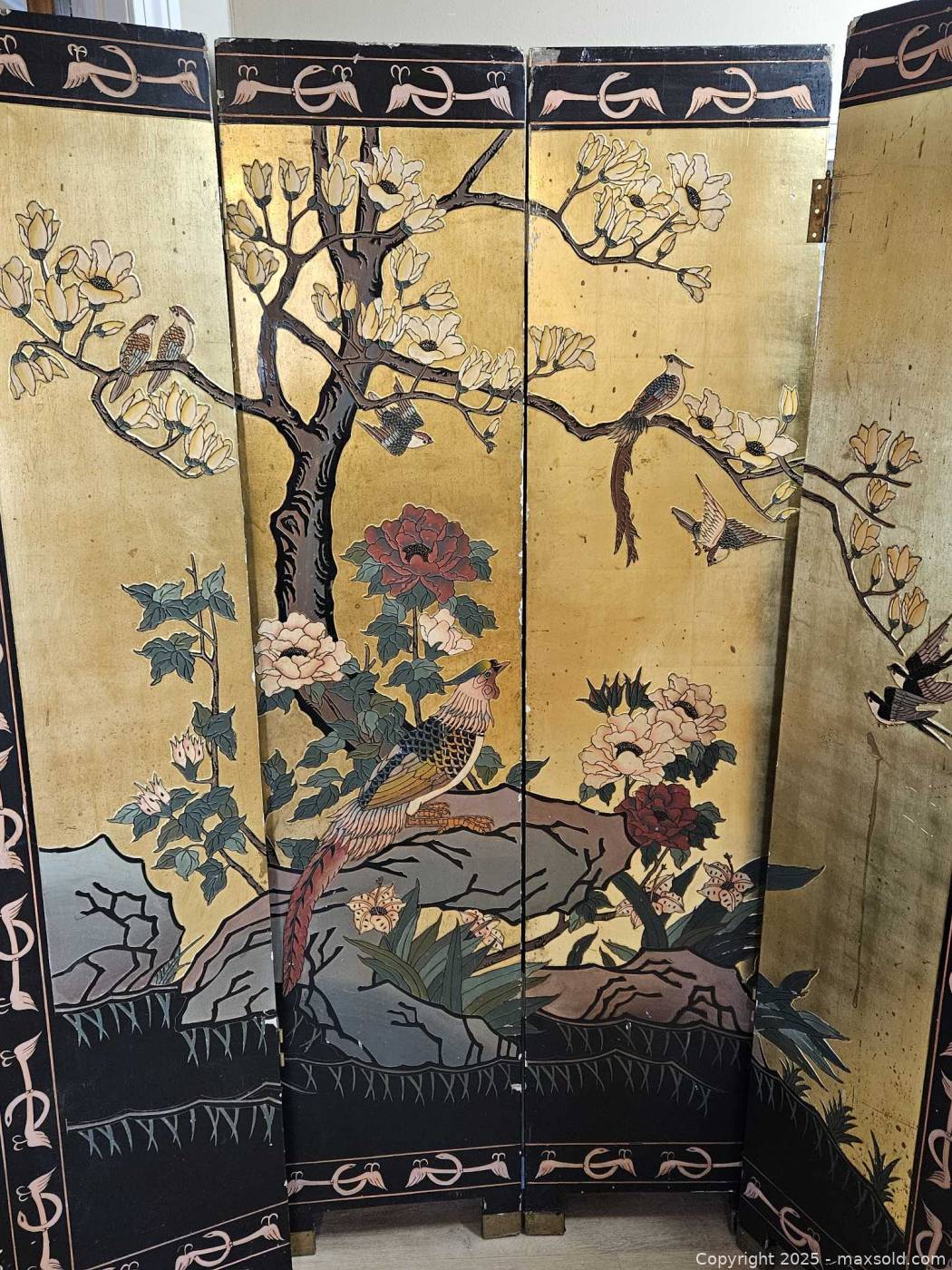 4 Panel Vintage Chinoiserie Folding Screen | Maxsold